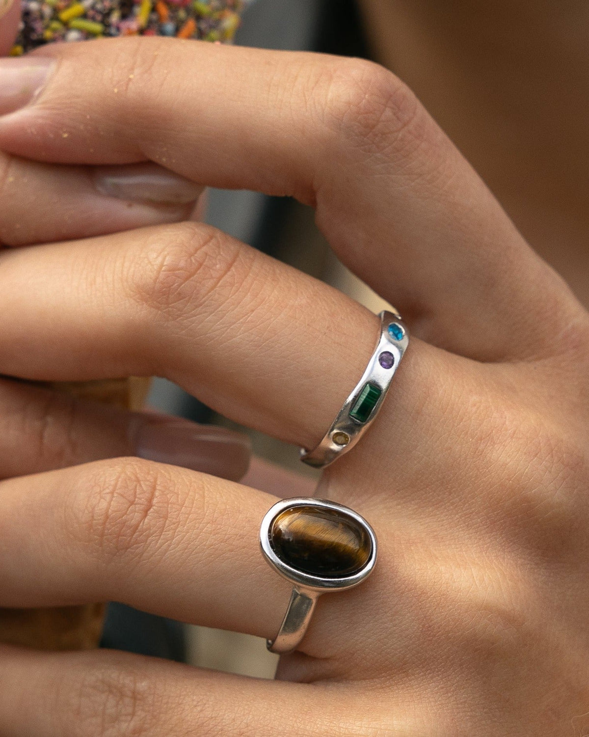 'Sofia' Five Gemstone Ring – LINES AND CURRENT